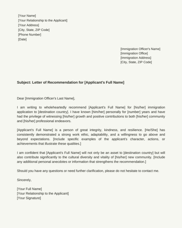 Compelling Immigration Letter of Recommendation With Templates | Upper ...